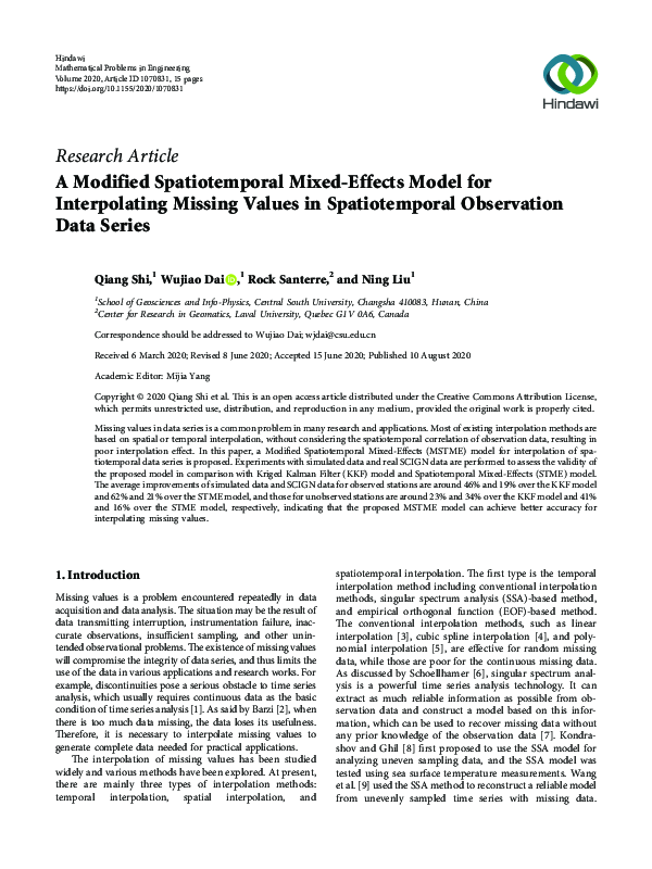 (PDF) A Modified Spatiotemporal Mixed-Effects Model for Interpolating Missing Values in ...