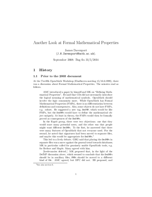 (PDF) Another Look at Formal Mathematical Properties
