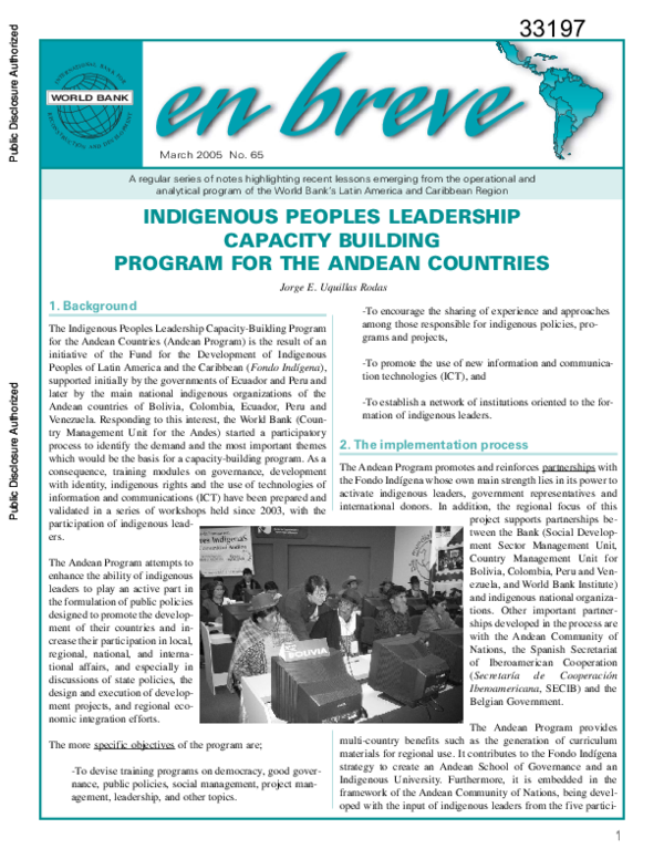 (PDF) Indigenous Peoples Leadership Capacity Building Program For The ...