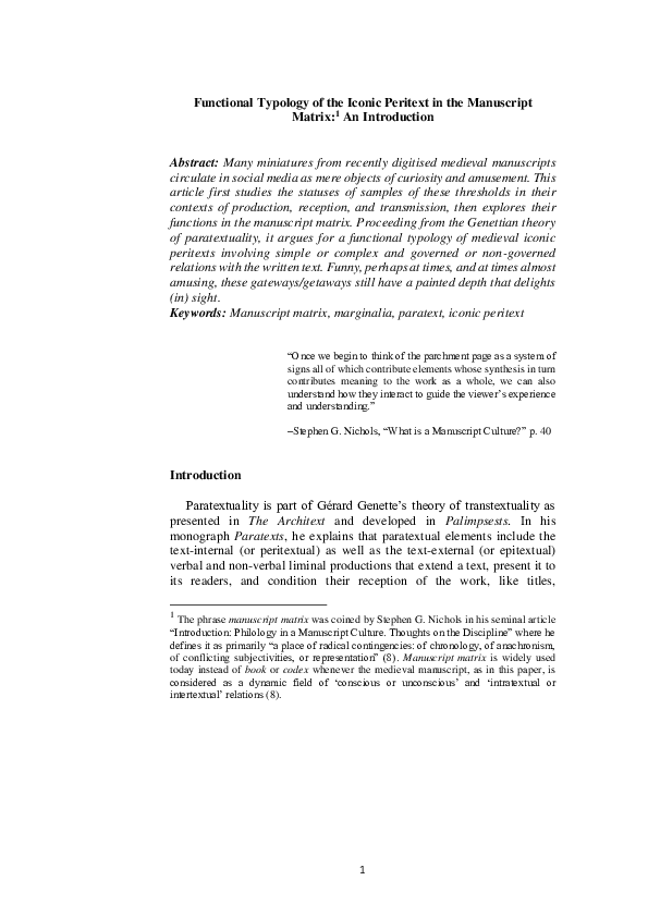 (PDF) Functional Typology of the Iconic Peritext in the Manuscript ...