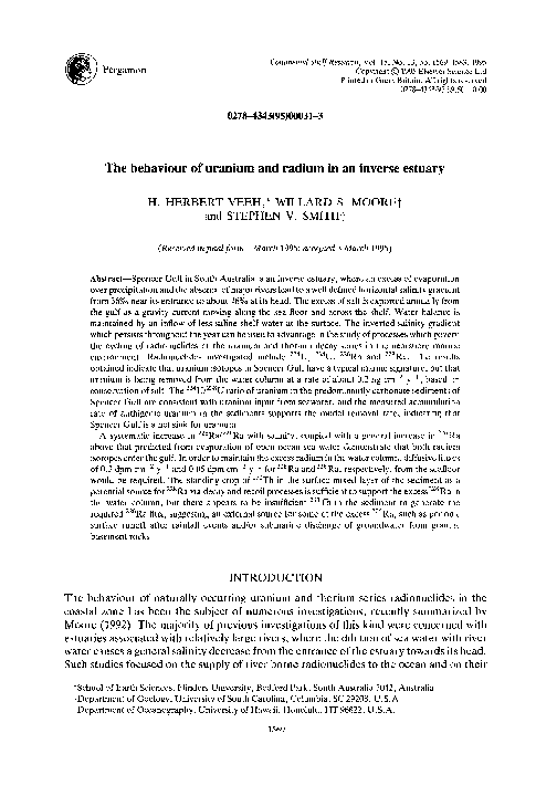 (PDF) The behaviour of uranium and radium in an inverse estuary