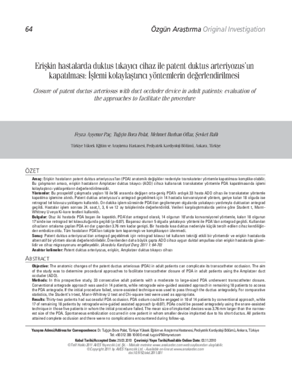 (PDF) Closure of patent ductus arteriosus with duct occluder device in ...