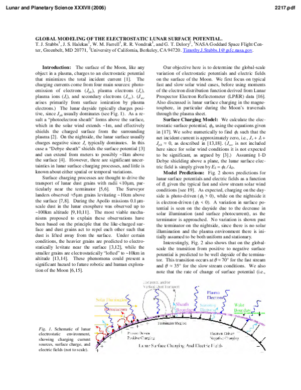 (PDF) Global Modeling of the Electrostatic Lunar Surface Potential