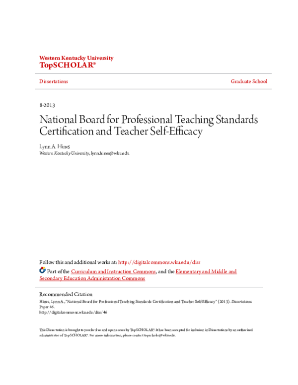 (PDF) National Board for Professional Teaching Standards Certification ...