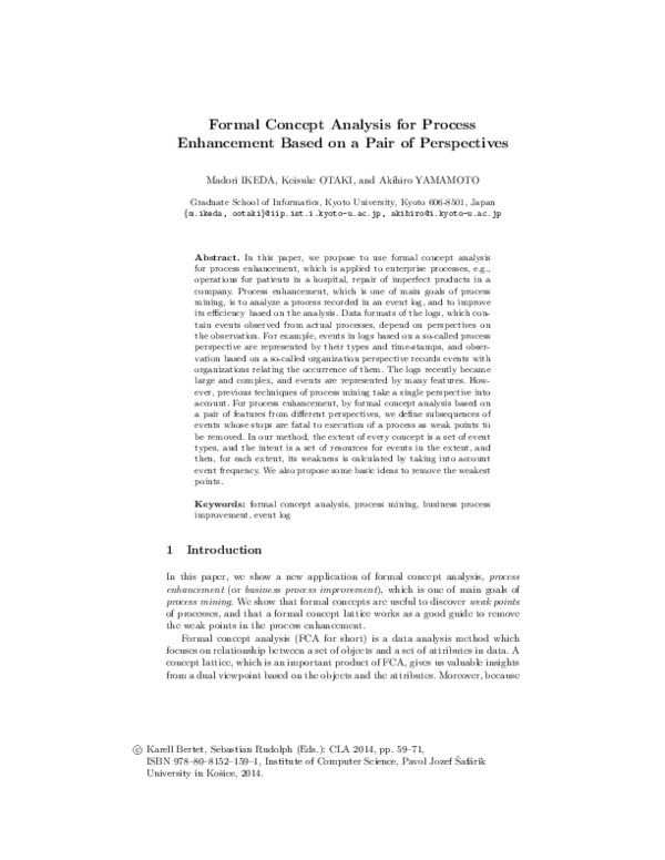 (PDF) Formal Concept Analysis for Process Enhancement Based on a Pair ...