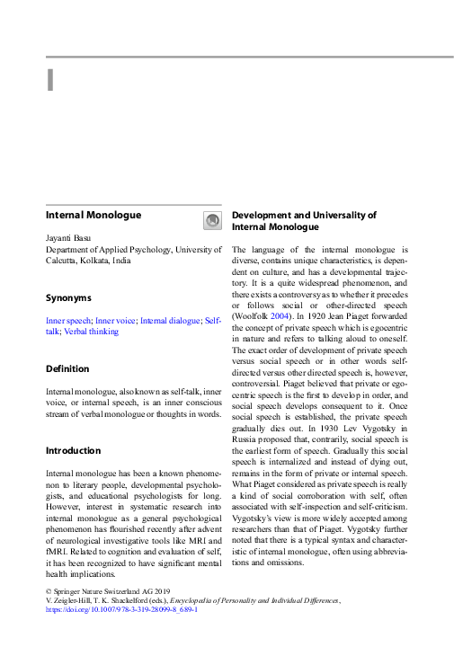 (PDF) Internal Monologue