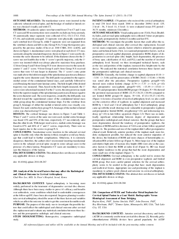 (PDF) Comparison of PEEK and Trabecular Metal Implants for Cervical ...