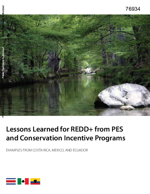 (PDF) Lessons learned for REDD+ from PES and conservation incentive ...