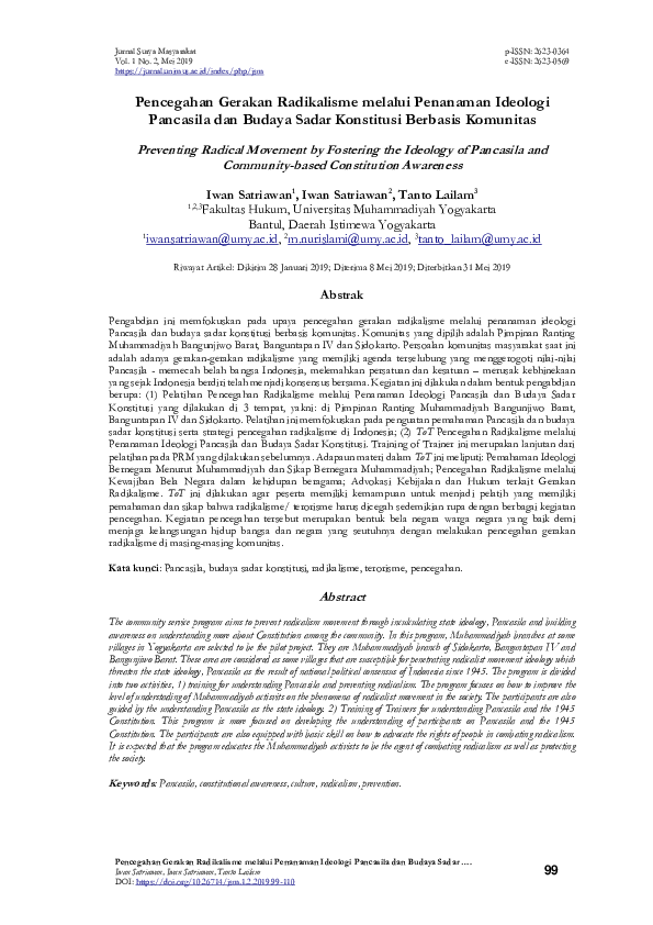 (PDF) Pencegahan Gerakan Radikalisme melalui Penanaman Ideologi Pancasila dan Budaya Sadar ...