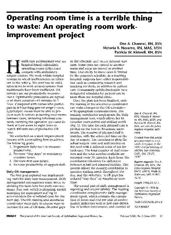 (PDF) Operating room time is a terrible thing to waste: An operating ...