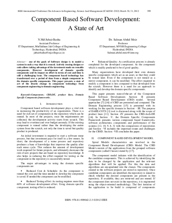 (PDF) Component based software development: A state of art