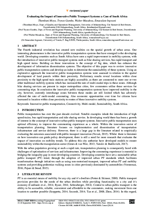 (PDF) Evaluating the Impact of Innovative Public Transport Systems: a ...