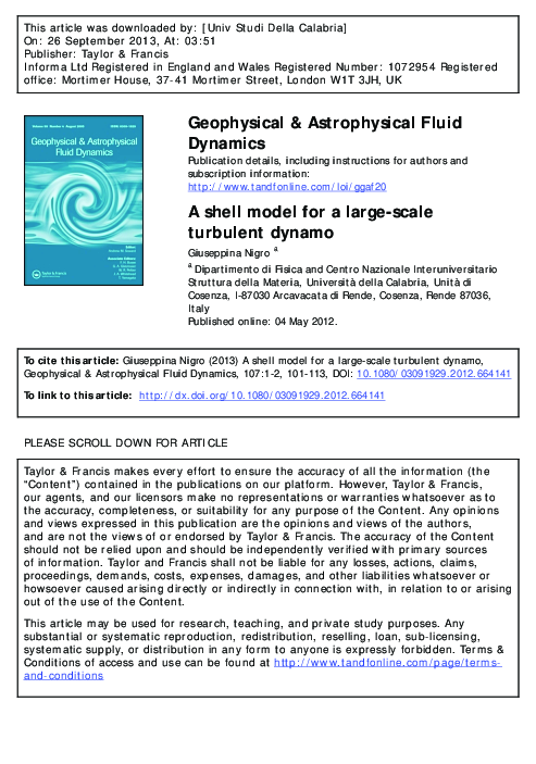 (PDF) A shell model for a large-scale turbulent dynamo