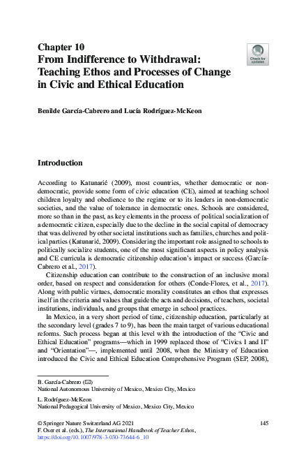 (PDF) From Indifference to Withdrawal: Teaching Ethos and Processes of ...