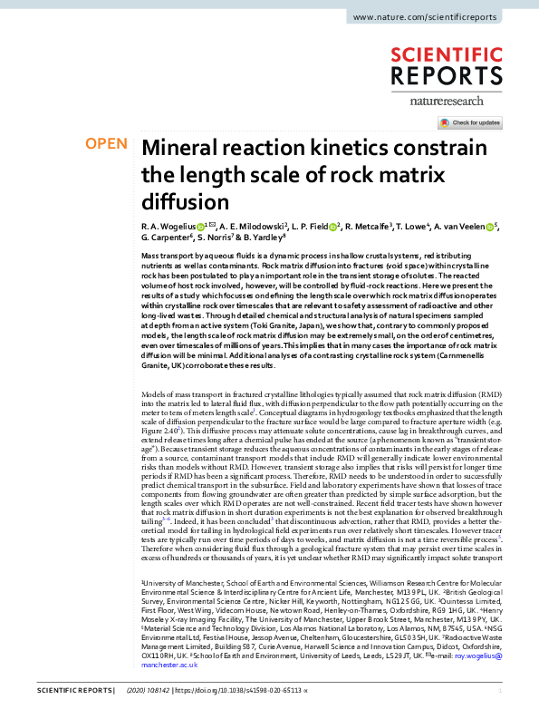 (PDF) Mineral reaction kinetics constrain the length scale of rock ...