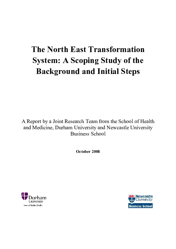 (PDF) The North East Transformation System: A Scoping Study of the ...