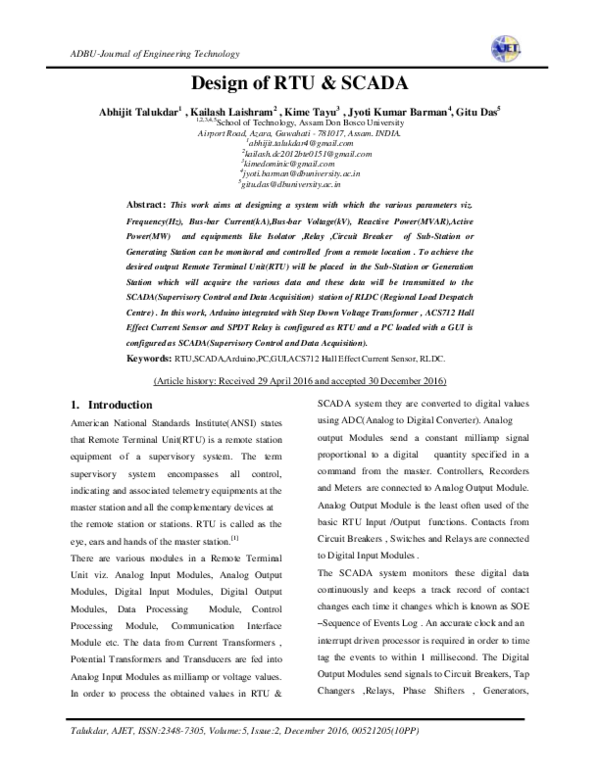(PDF) Design of RTU & SCADA