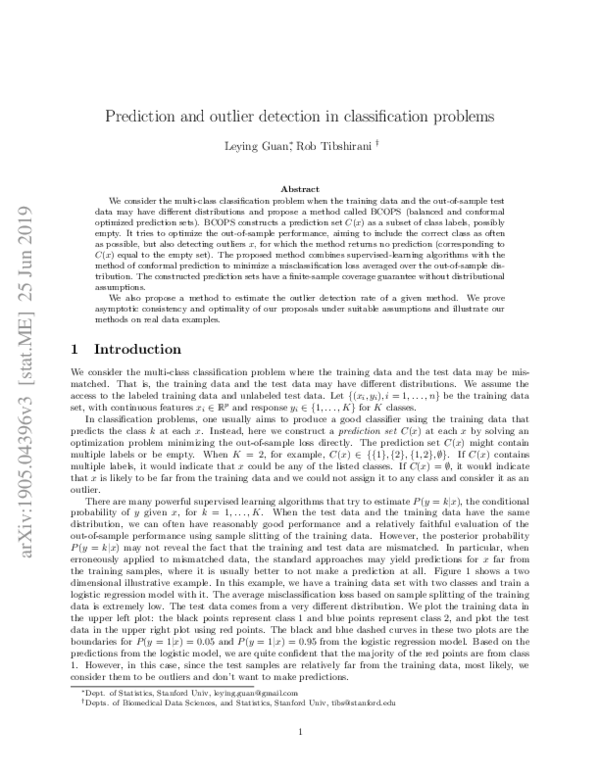 (PDF) Prediction and outlier detection in classification problems