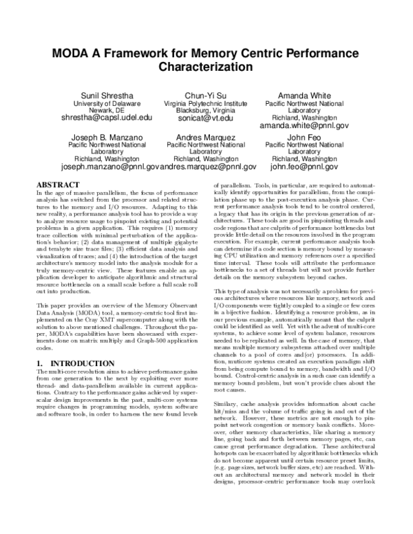 Pdf A Framework For Memory Centric Performance Characterization
