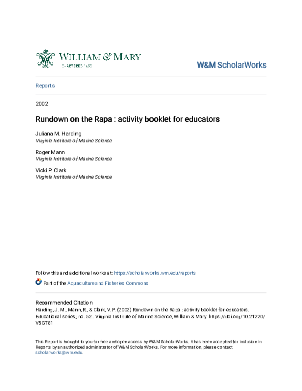 (PDF) Rundown on the Rapa : activity booklet for educators