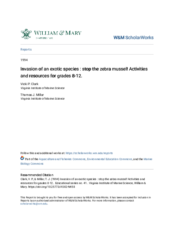 (PDF) Invasion of an Exotic Species: Stop the Zebra Mussel! Activities ...