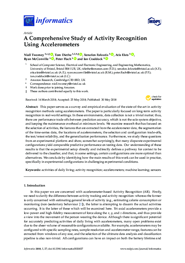 (PDF) A Comprehensive Study of Activity Recognition Using Accelerometers