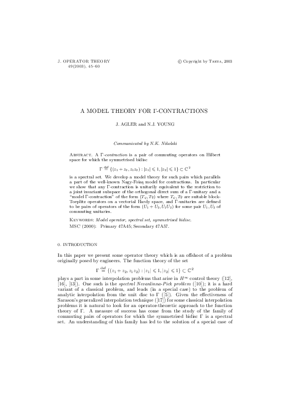 (PDF) A Model Theory for -Contractions