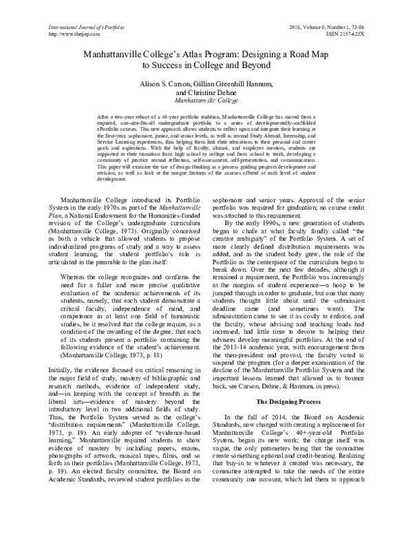 (PDF) Manhattanville College's Atlas Program: Designing a Road Map to ...