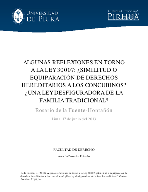 (PDF) Algunas reflexiones en torno a la Ley 30007: ¿Similitud o equiparación de derechos ...