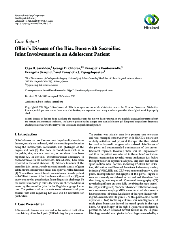 (PDF) Ollier's Disease of the Iliac Bone with Sacroiliac Joint ...