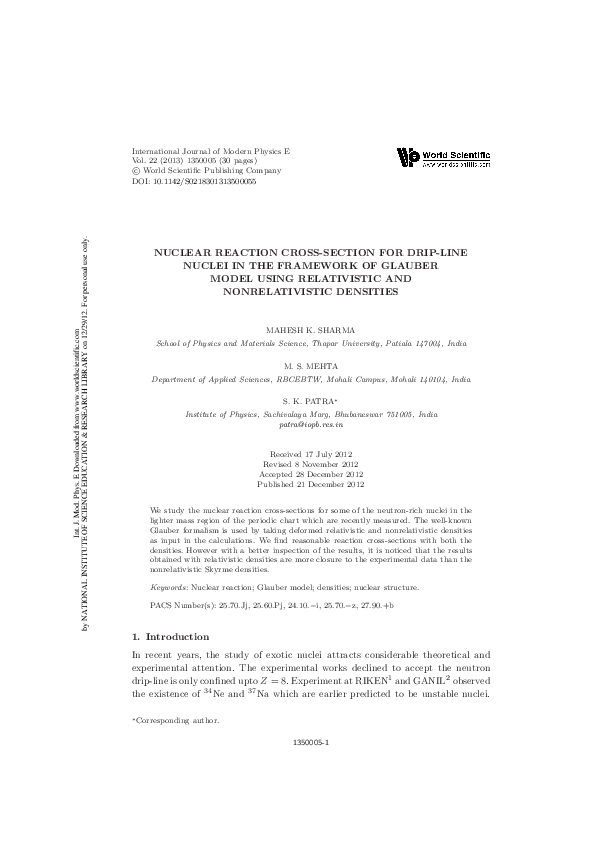 (PDF) Nuclear reaction cross-section for drip-line nuclei in the ...