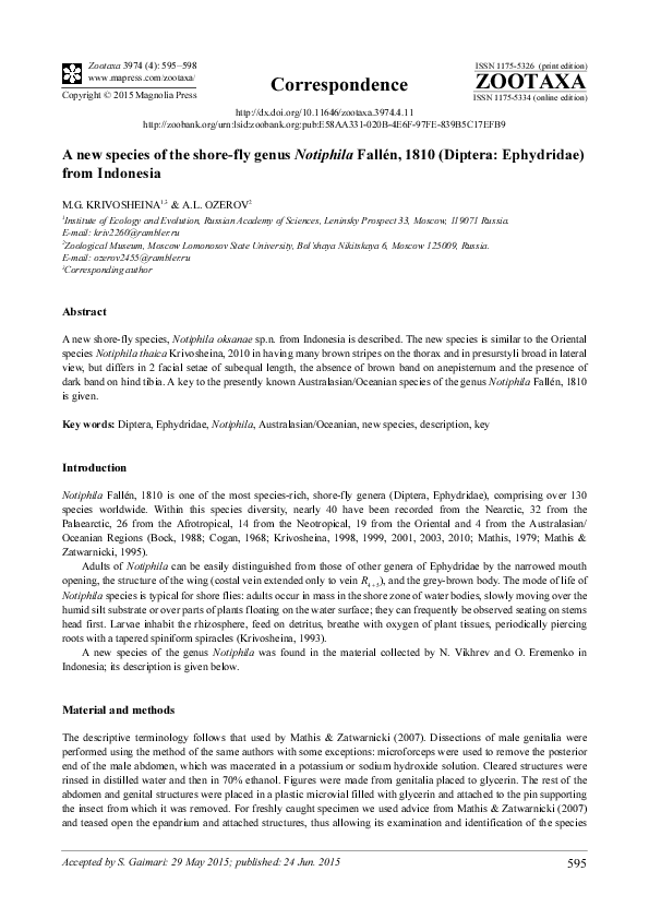 (PDF) A new species of the shore-fly genus Notiphila Fallén, 1810 ...