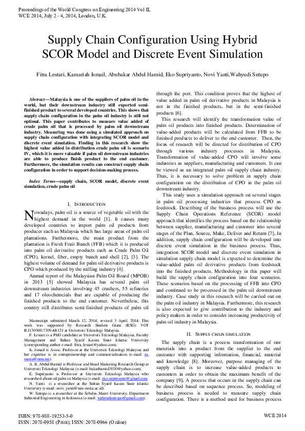 (PDF) Supply Chain Configuration Using Hybrid SCOR Model and Discrete ...