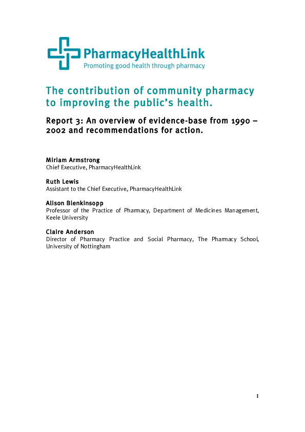(PDF) The contribution of community pharmacy to improving the public's ...