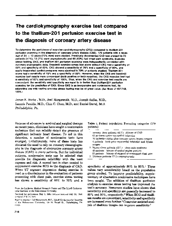 (PDF) The cardiokymography exercise test compared to the thallium-201 ...