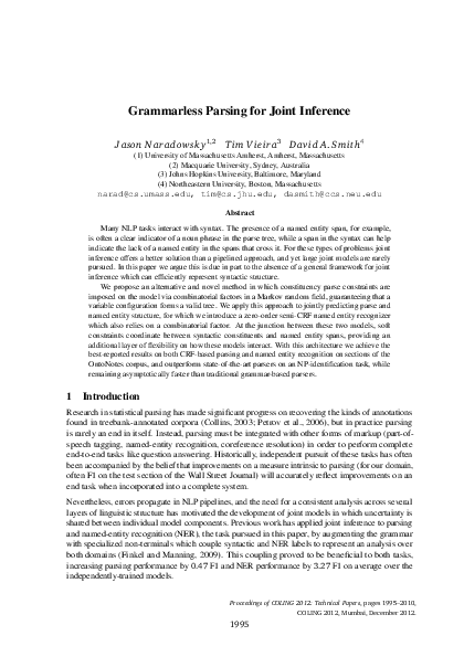 (PDF) Grammarless Parsing for Joint Inference