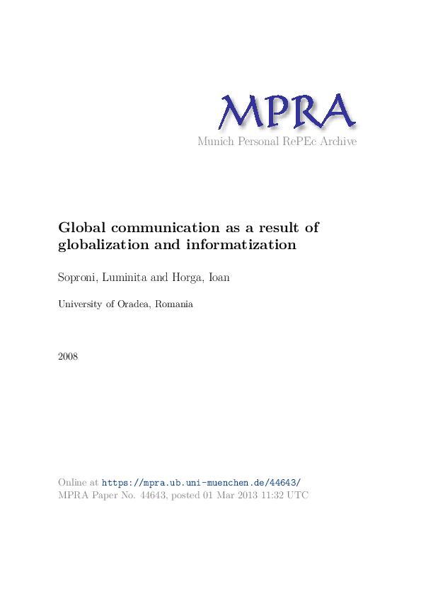 (PDF) Global communication as a result of globalization and informatization