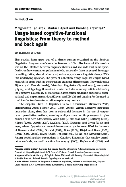 (PDF) Usage-based cognitive-functional linguistics: From theory to ...