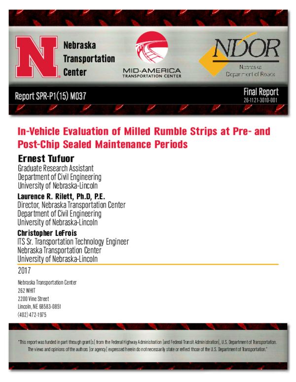 (PDF) In-vehicle evaluation of milled rumble strips at pre- and post ...