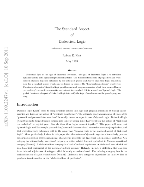 (PDF) The Standard Aspect of Dialectical Logic