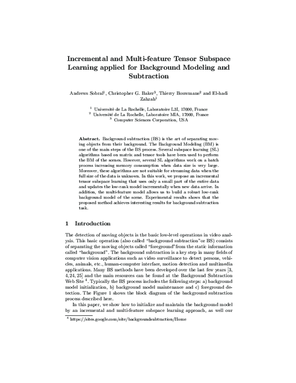 (PDF) Incremental and Multi-feature Tensor Subspace Learning Applied for Background Modeling and ...
