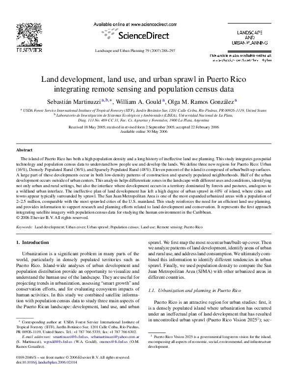 (PDF) Land development, land use, and urban sprawl in Puerto Rico ...