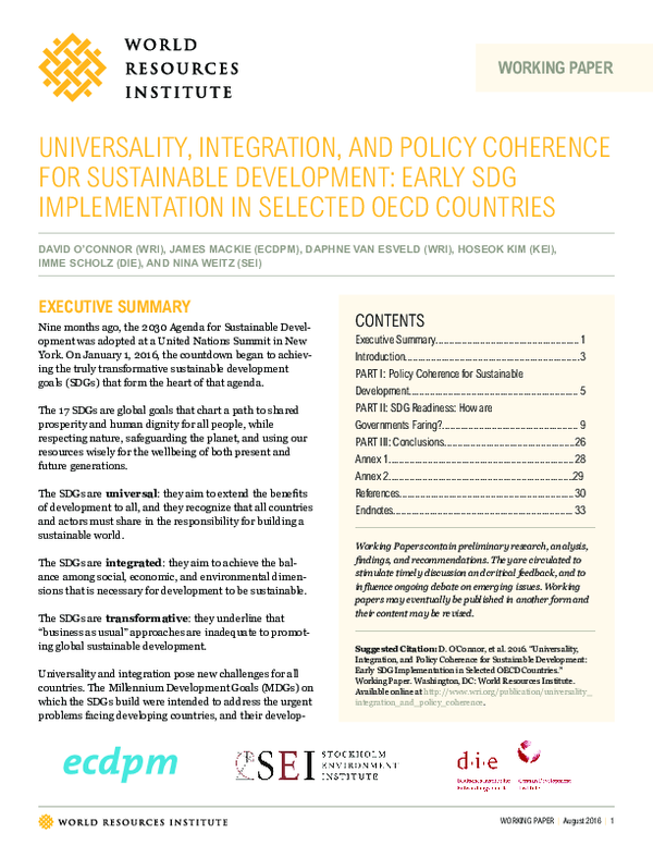 (PDF) Universality, Integration, and Policy Coherence for Sustainable ...