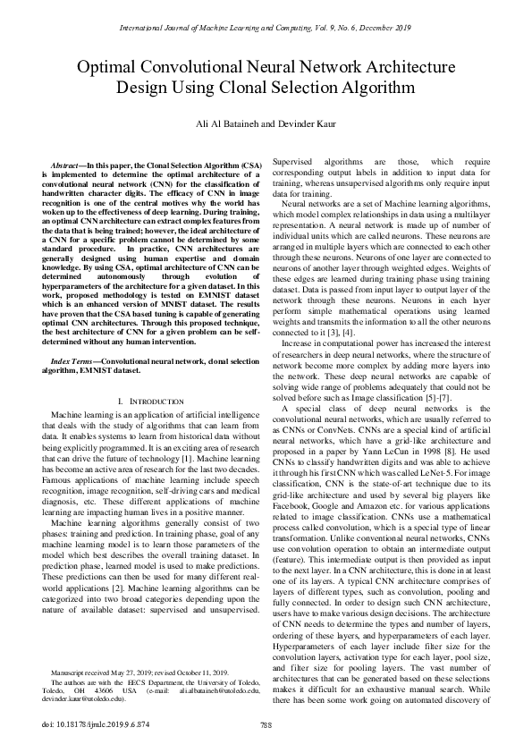 (PDF) Optimal Convolutional Neural Network Architecture Design Using ... (PDF) Optimal Convolutional Neural Network Architecture Design Using ...