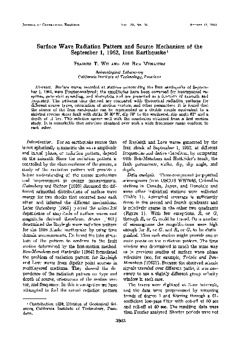 (PDF) Surface wave radiation pattern and source mechanism of the ...