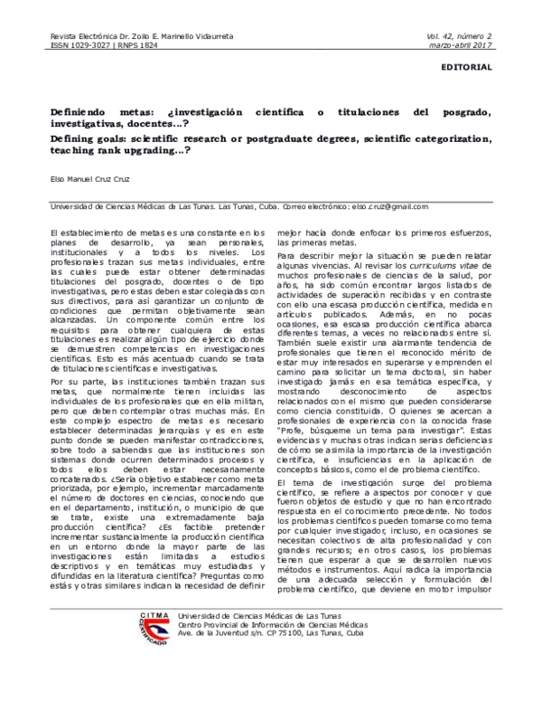 (PDF) Definiendo metas: ¿investigación científica o titulaciones del ...