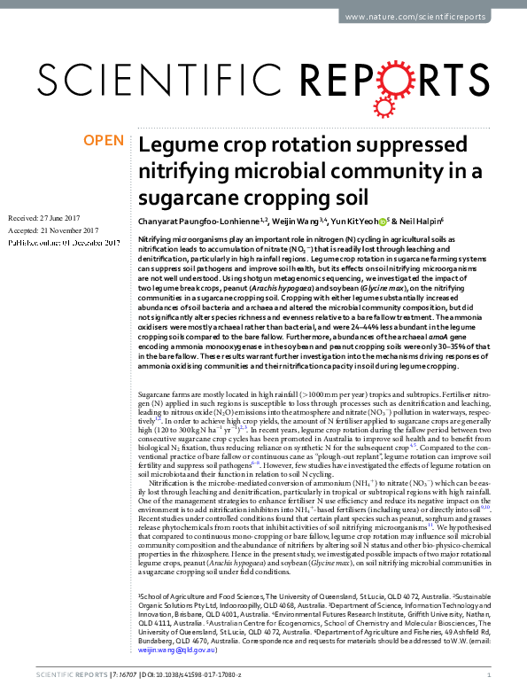 (PDF) Legume crop rotation suppressed nitrifying microbial community in ...