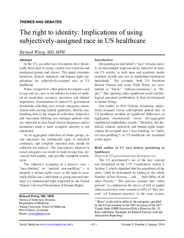 (PDF) The right to identity: Implications of using subjectively ...