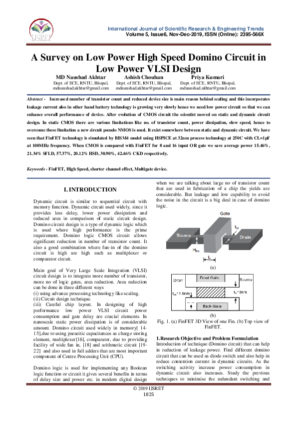 (PDF) A Survey on Low Power High Speed Domino Circuit in Low Power VLSI Design