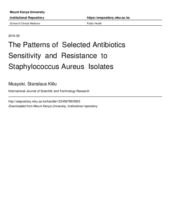 (PDF) The Patterns of Selected Antibiotics Sensitivity and Resistance ...